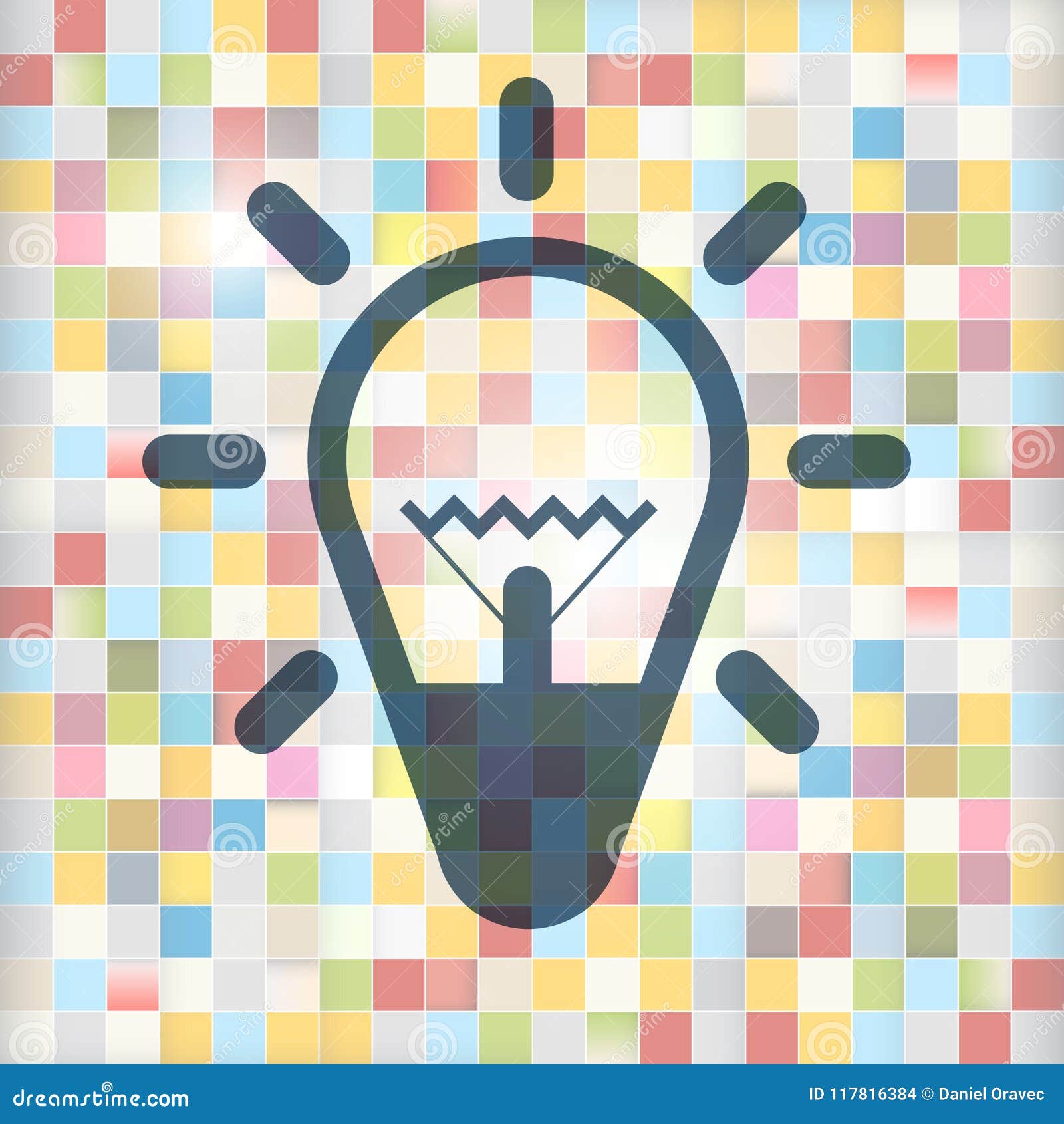 Bulb Icon on Colorful Squares Background. Stock Vector - Illustration ...