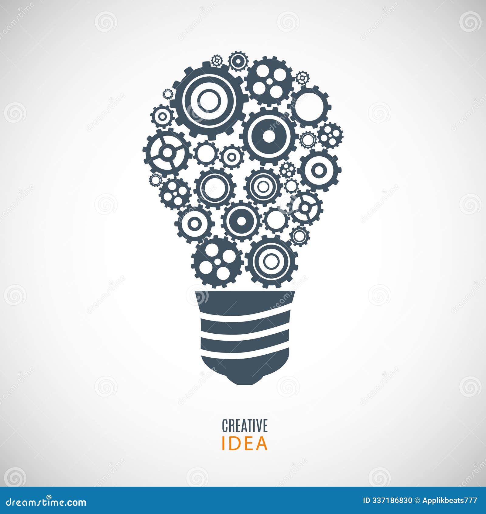Bulb Icon of Gears (cogs) on the Gray Background Stock Vector ...
