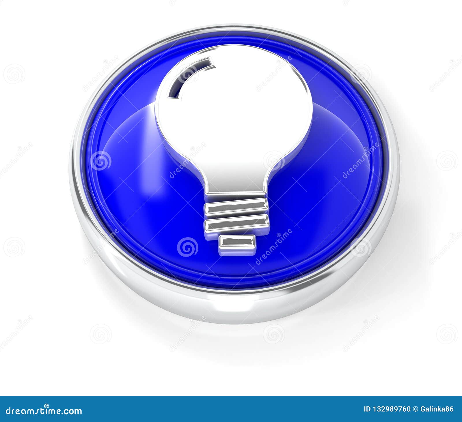 Bulb Icon on Glossy Blue Round Button Stock Illustration - Illustration ...