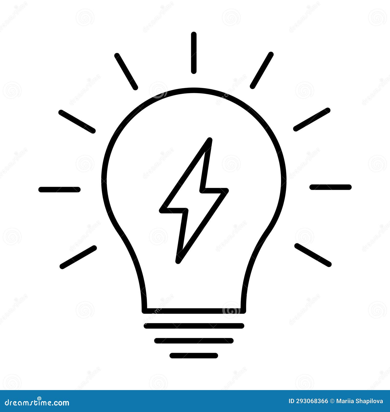 Bulb icon with lightning stock vector. Illustration of thunder - 293068366