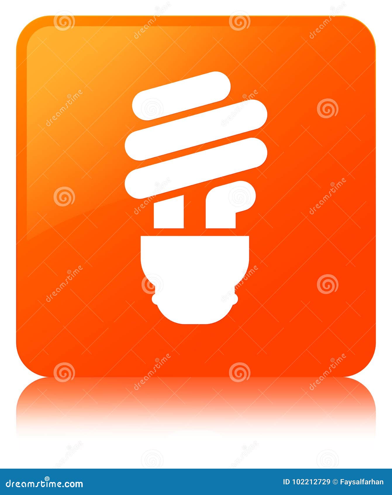 Bulb Icon Orange Square Button Stock Illustration - Illustration of ...