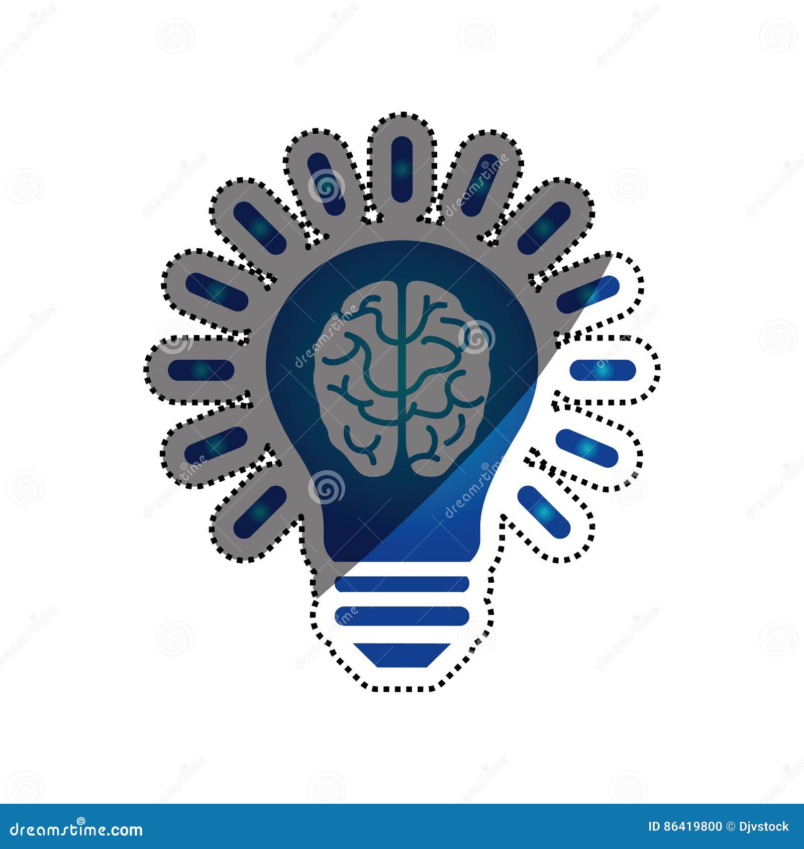 Bulb idea and human brain stock illustration. Illustration of ...