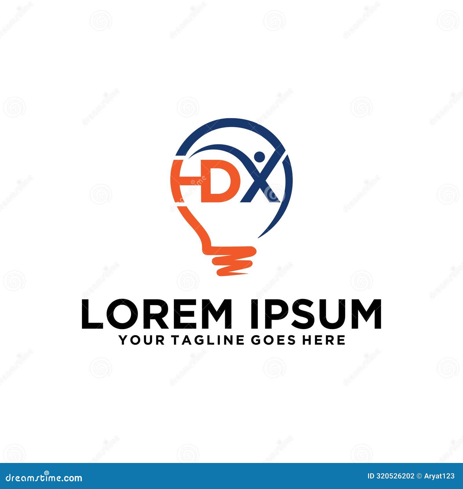 Bulb Idea Human Letter HDX Logo Stock Illustration - Illustration of ...