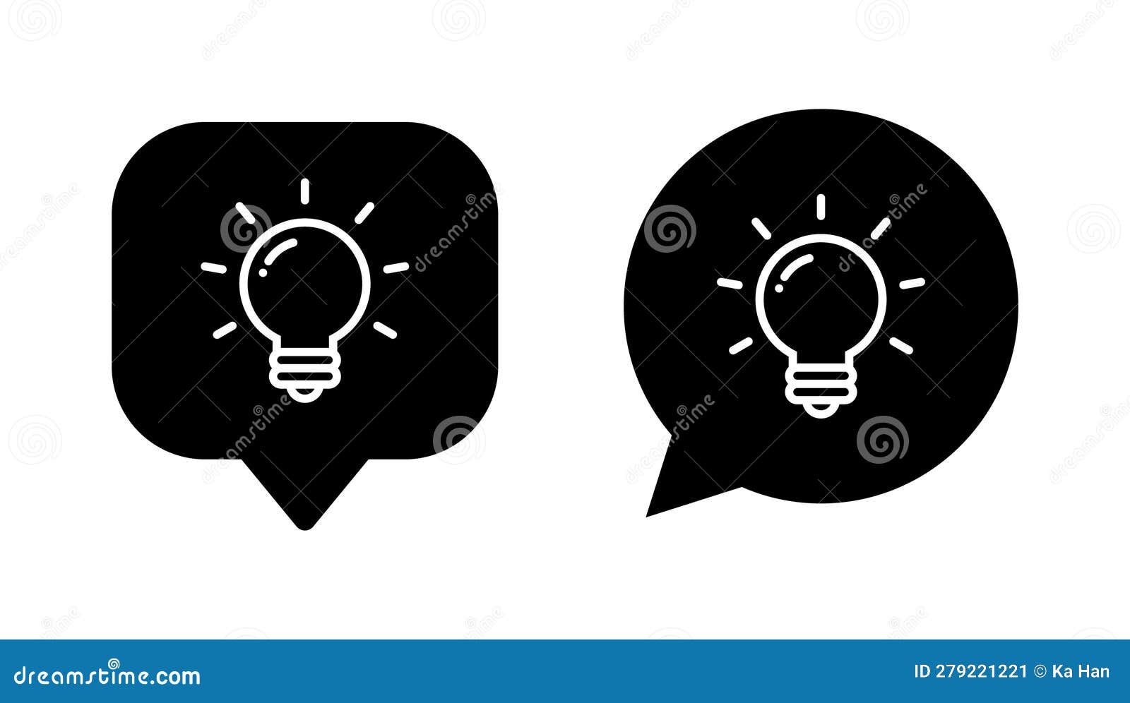 Bulb, Idea Icon Vector with Speech Bubbles. Creativity Symbol Stock ...