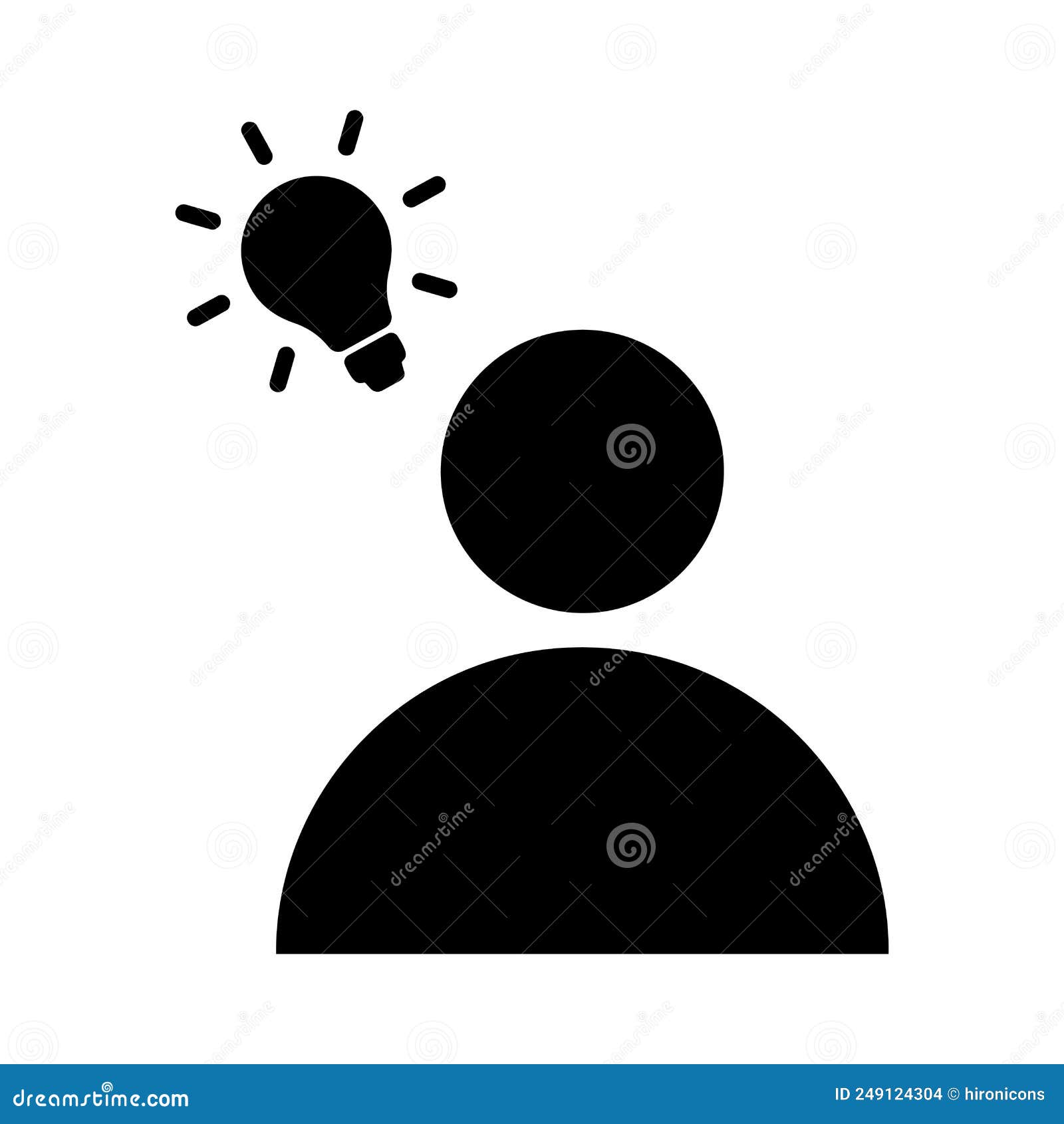 Bulb, Idea, Man Icon. Black Vector Graphics Stock Illustration ...