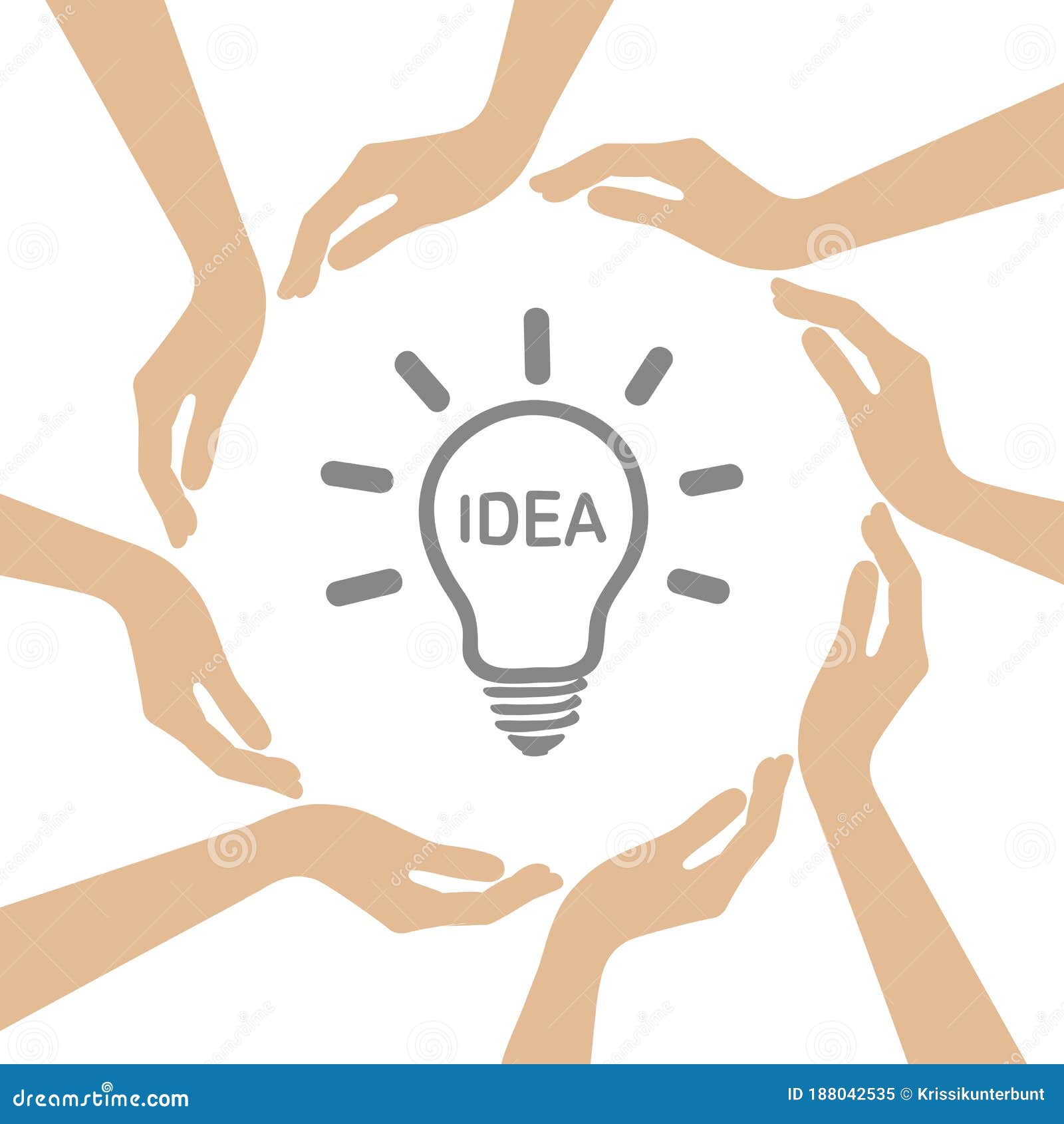 Bulb Idea Symbol in the Middle of Human Hands Stock Vector ...