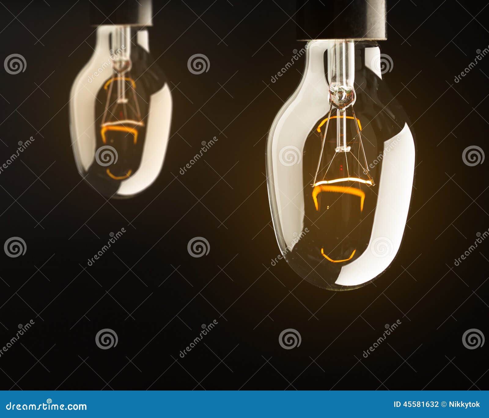 Bulb Lamps with Yellow Light Stock Photo - Image of darkness, design ...
