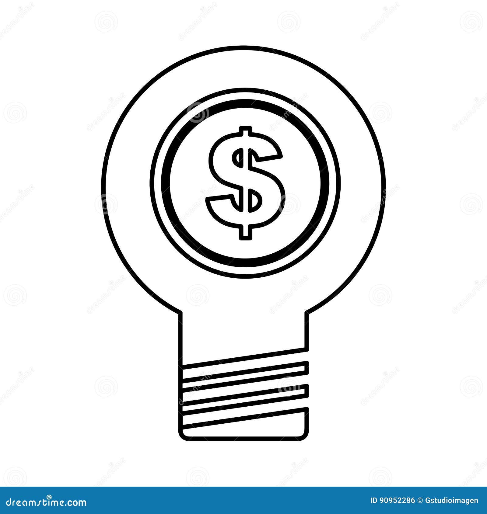Bulb light with coin money stock vector. Illustration of money - 90952286