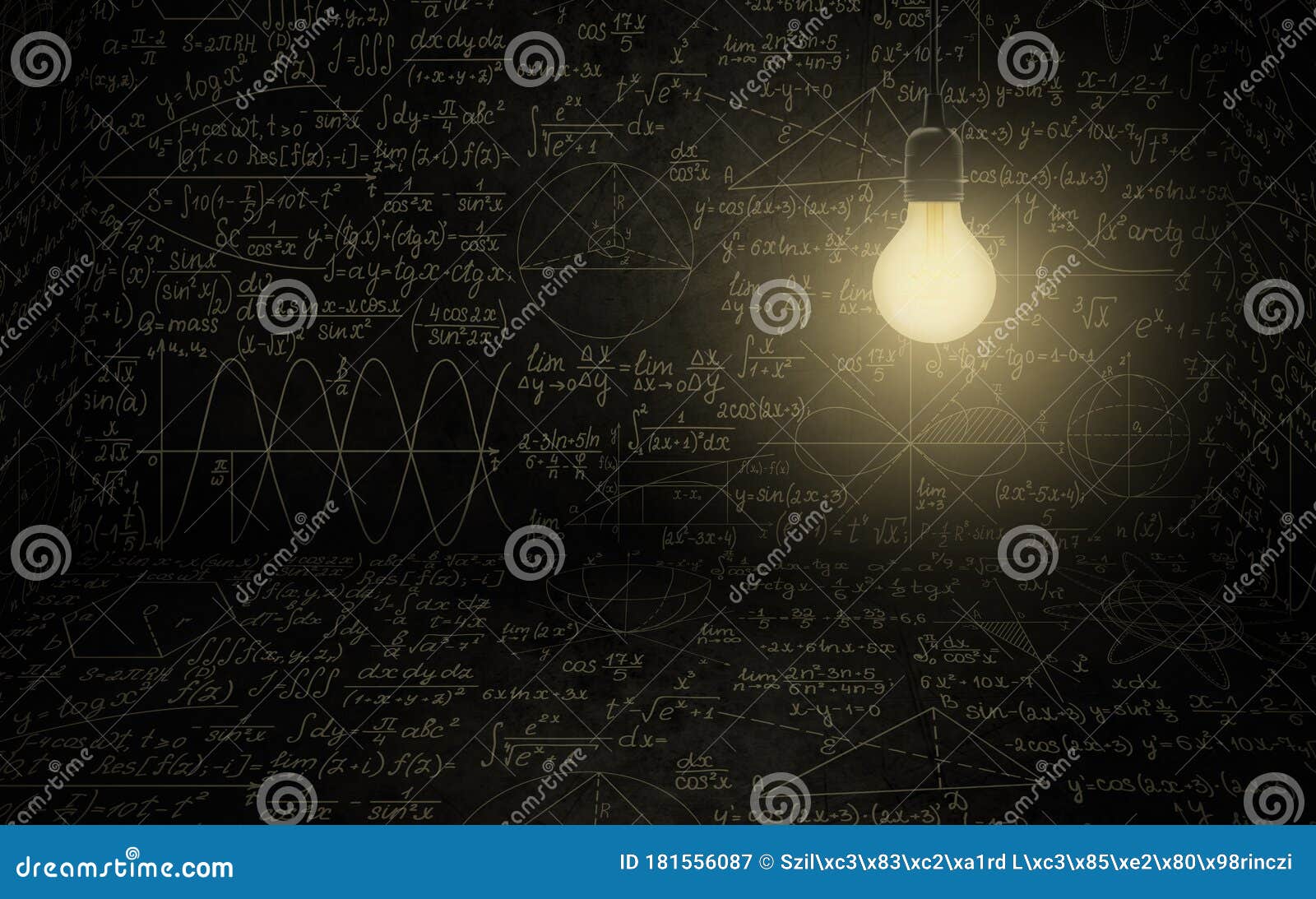 Bulb Light in Formulas Room Stock Image - Image of imagination, blue ...