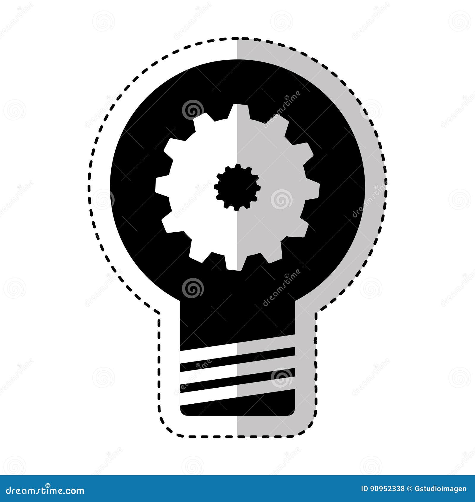 Bulb light with gear stock vector. Illustration of graphic - 90952338
