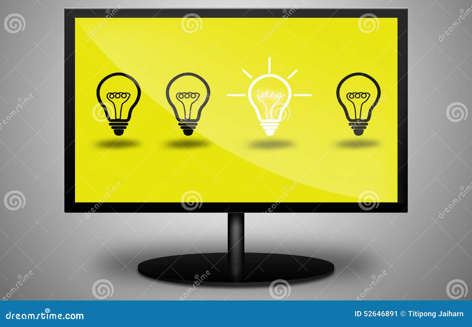 Bulb light idea on TV stock illustration. Illustration of blackboard ...