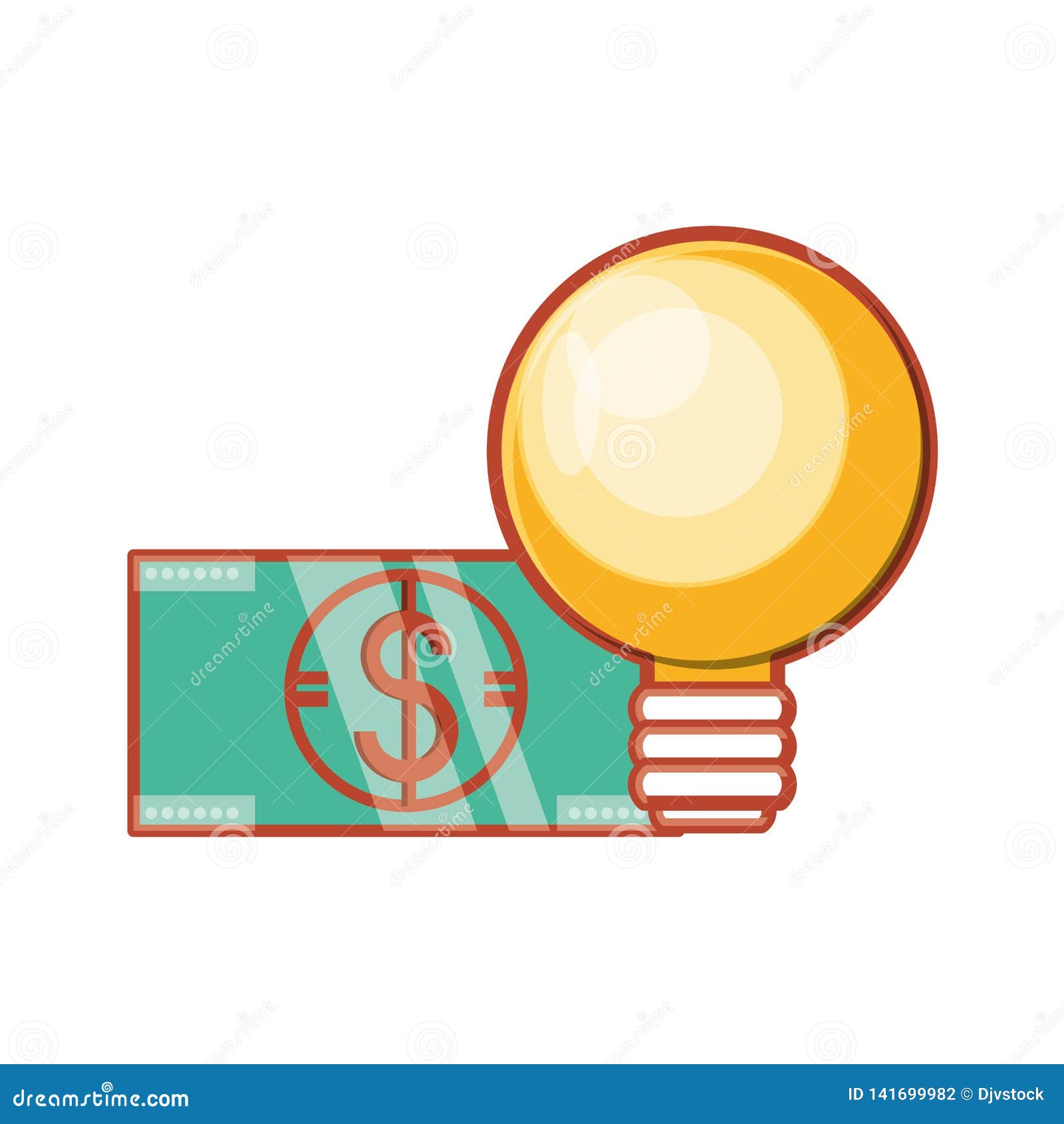 Bulb light with money stock vector. Illustration of clip - 141699982