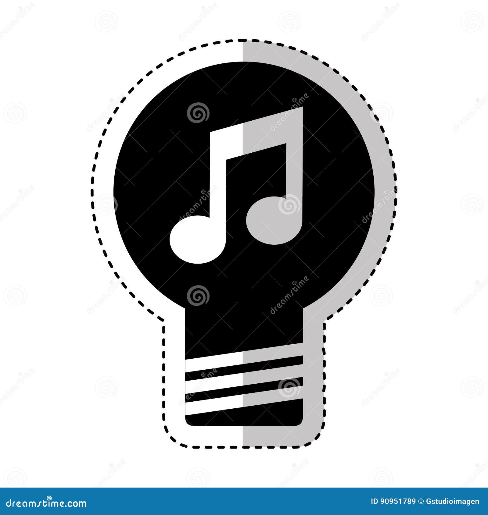 Bulb light with music note stock vector. Illustration of graphic - 90951789