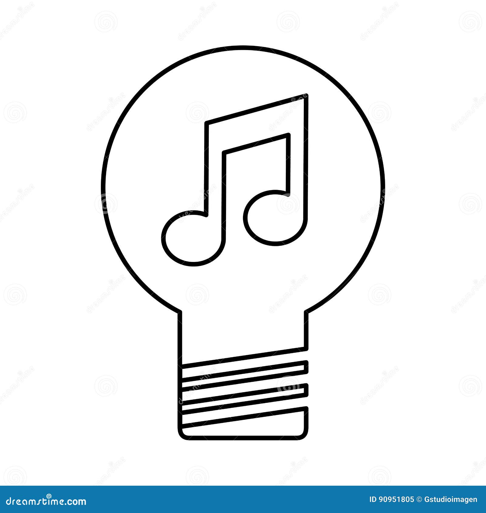 Bulb light with music note stock vector. Illustration of lightbulb ...