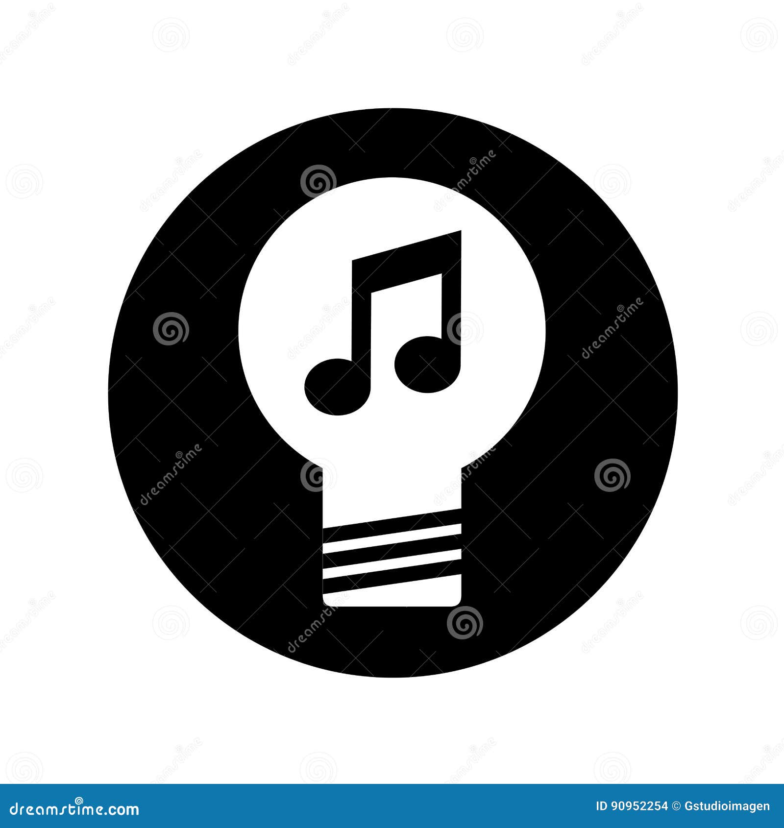 Bulb light with music note stock vector. Illustration of illuminated ...