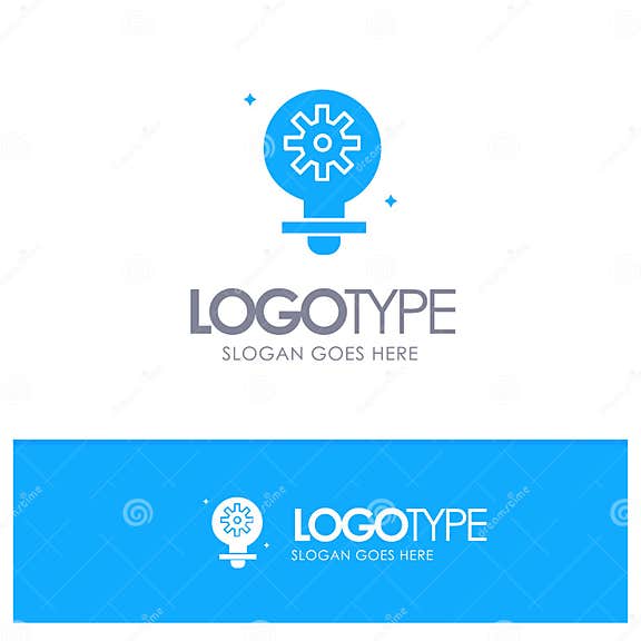 Bulb, Light, Setting, Gear Blue Solid Logo with Place for Tagline Stock ...