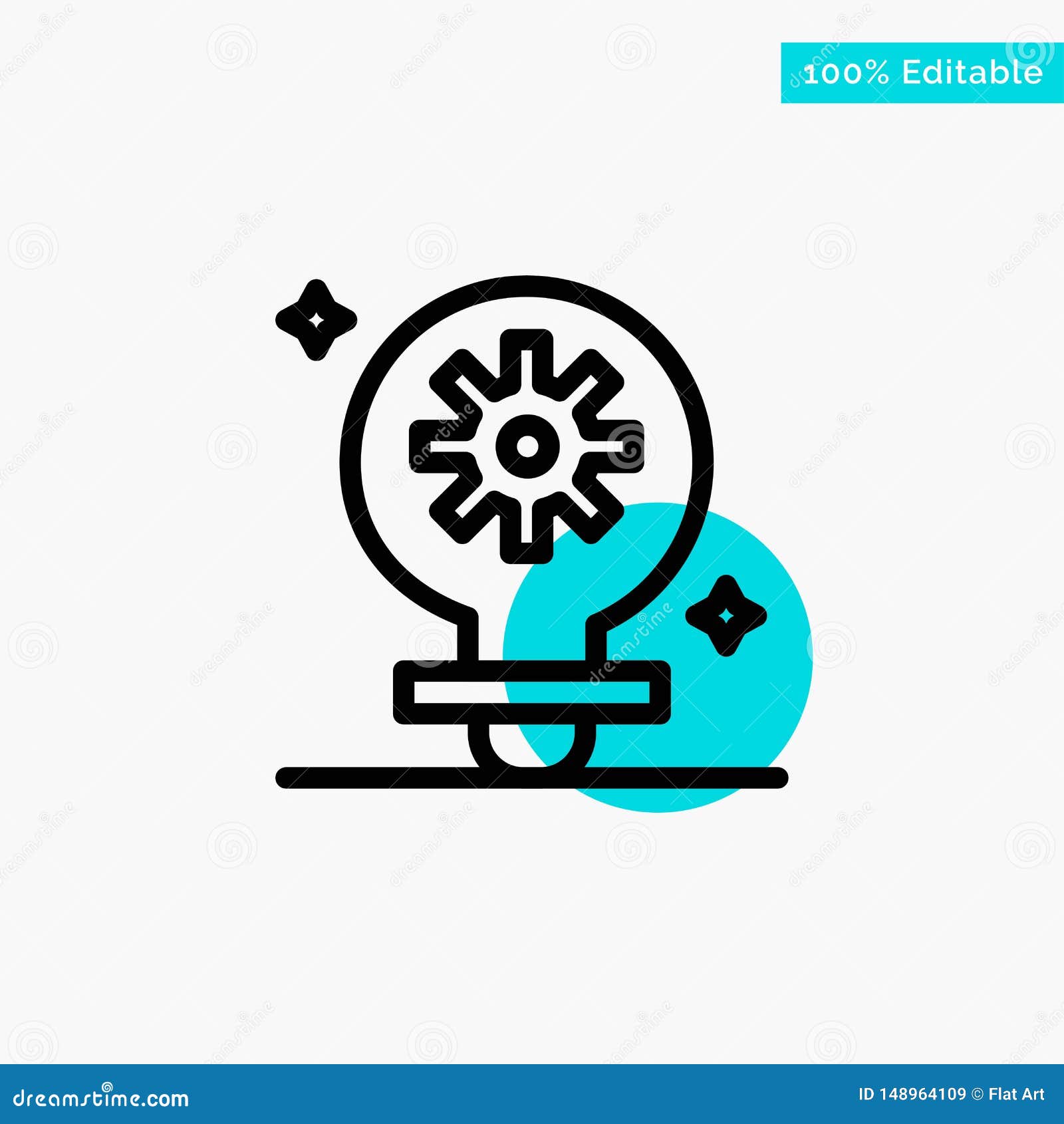 Bulb, Light, Setting, Gear Turquoise Highlight Circle Point Vector Icon ...