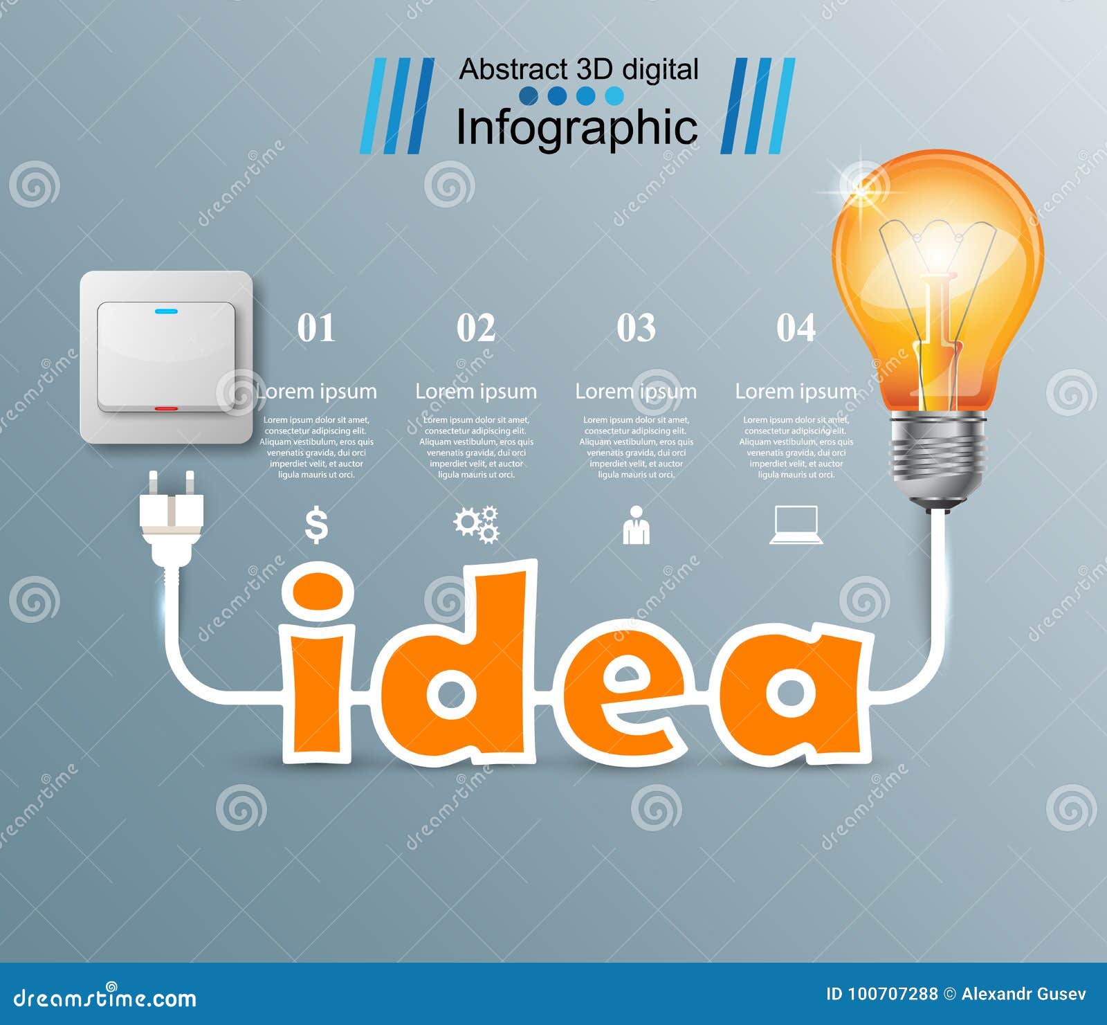 Bulb, Light, Switch, on, Off, Idea Infographic Stock Vector - Illustration of bulb, creative ...