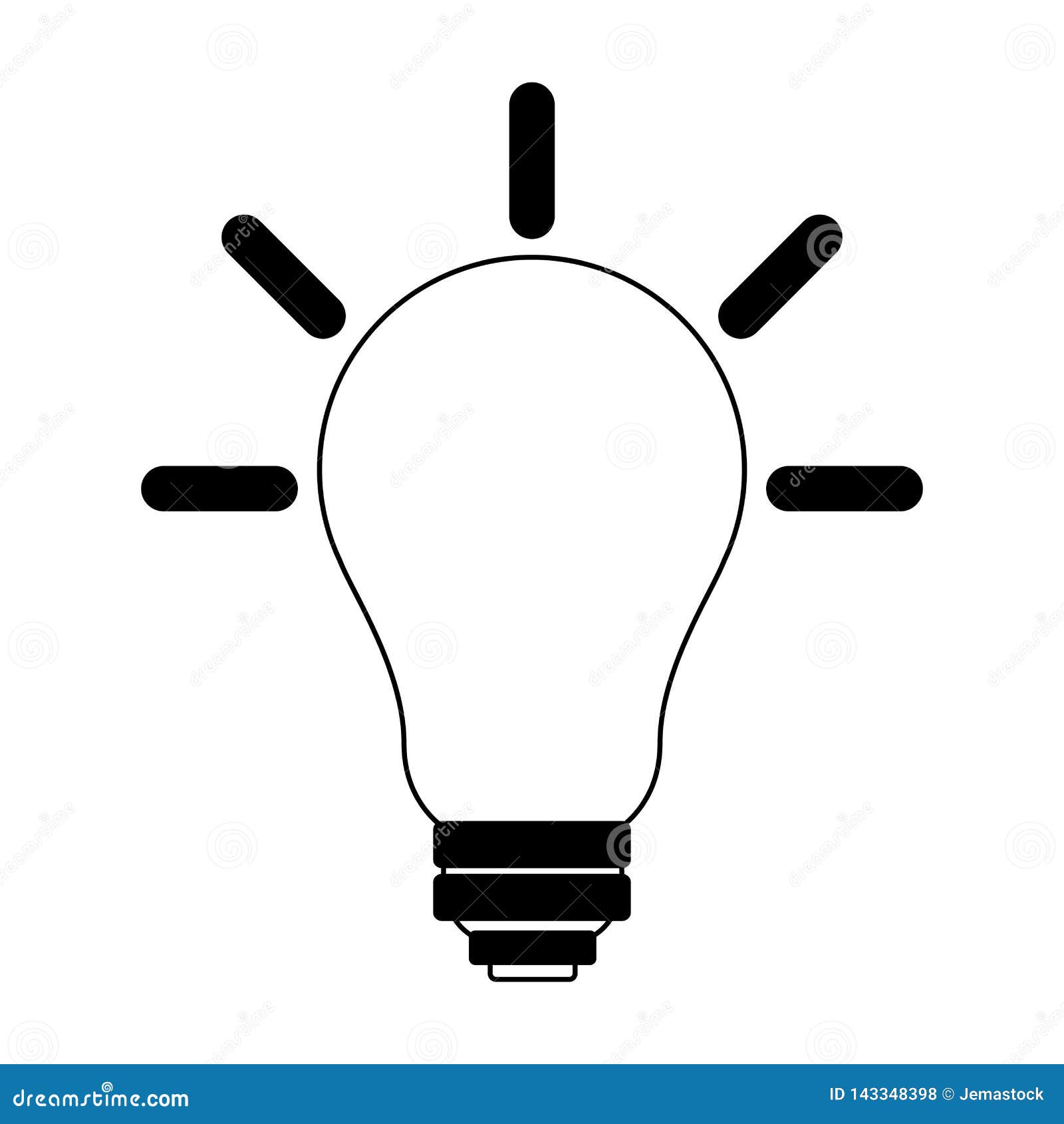 Bulb Light Symbol in Black and White Stock Vector - Illustration of ...