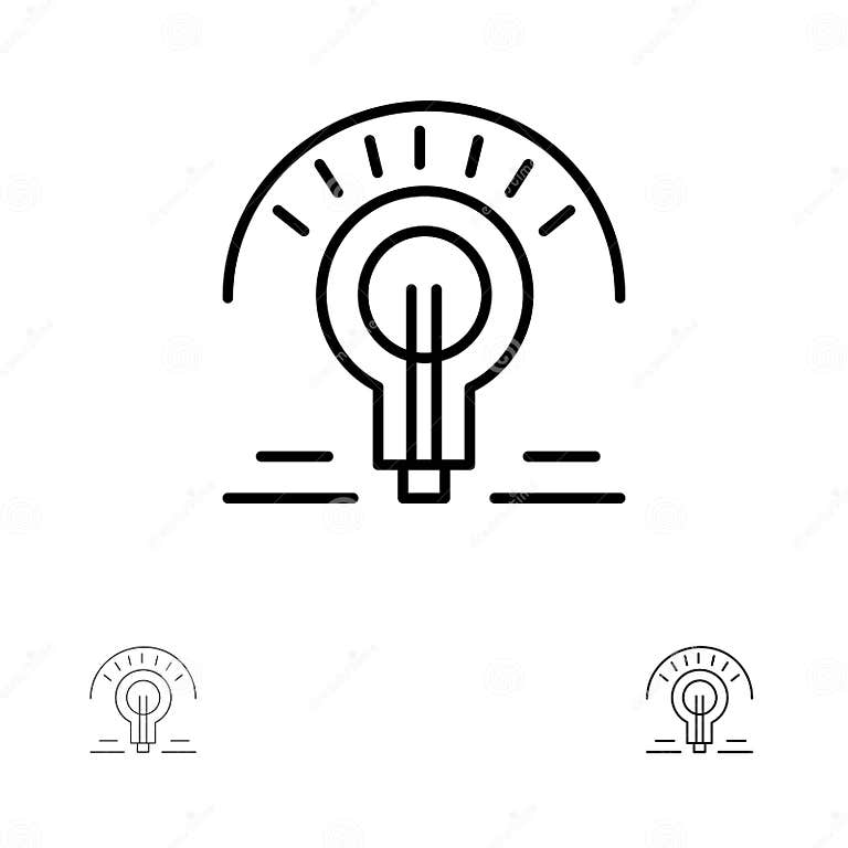Bulb, Light, Light Bulb, Tips Bold and Thin Black Line Icon Set Stock ...