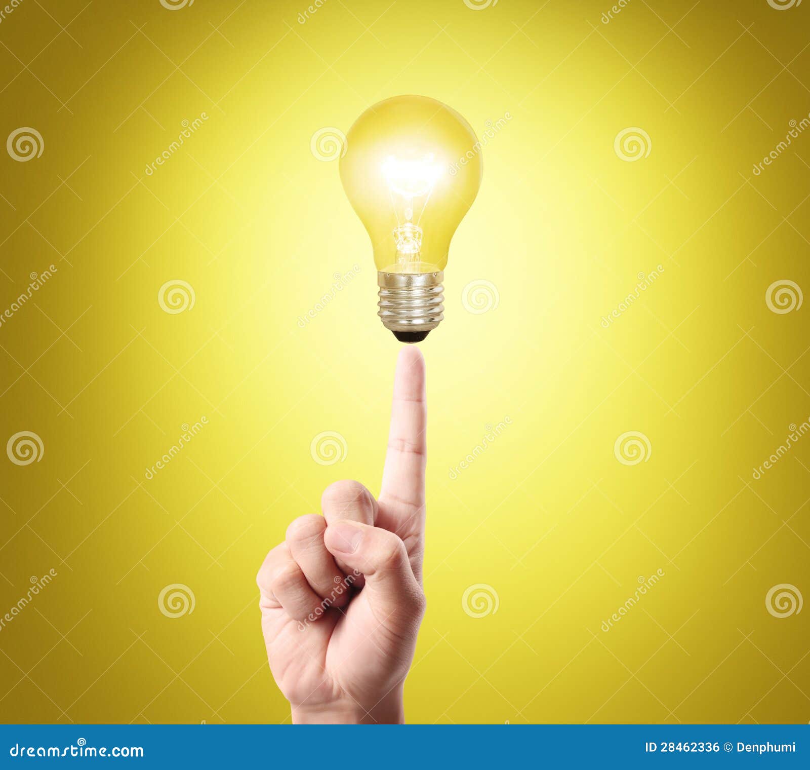 Bulb Light on Women Fingertip Stock Photo - Image of solutions, human ...