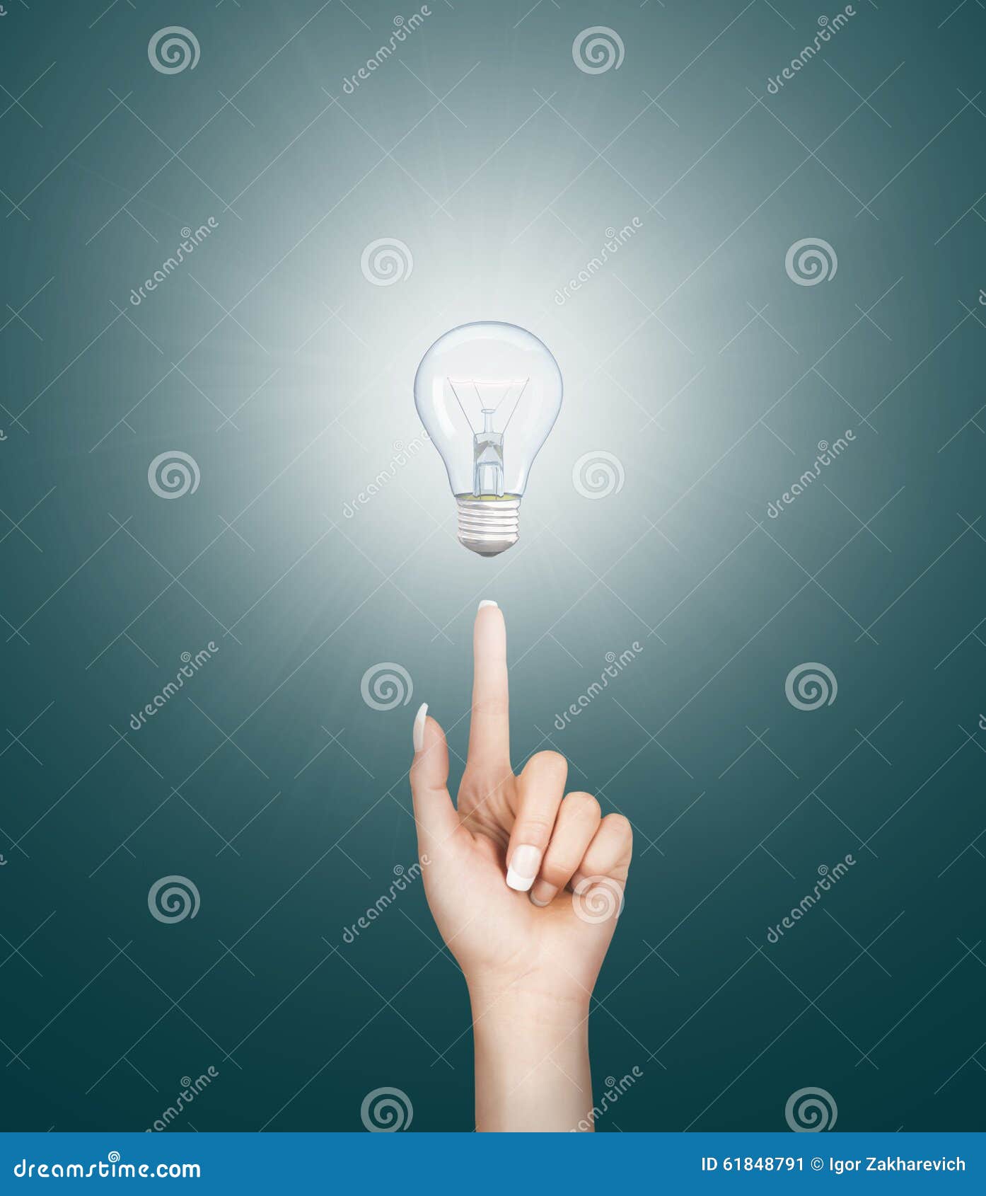 Bulb Light on Women Fingertip Stock Image - Image of design, creative ...
