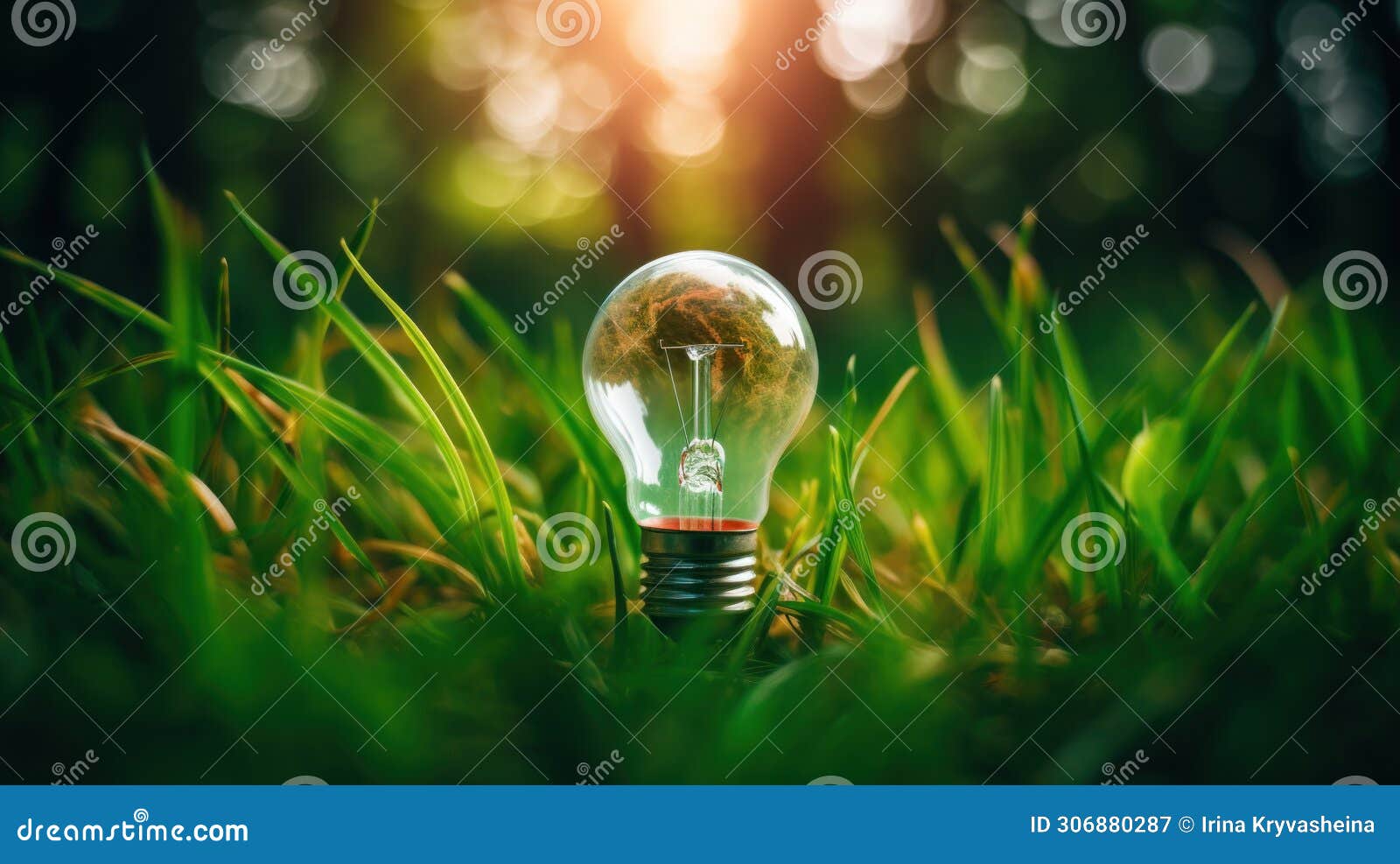 Bulb Lighting in Lush Green Grass with Sunlight Stock Image - Image of ...