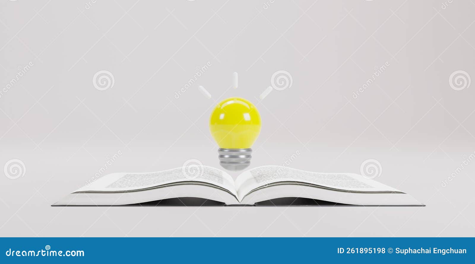 Bulb Lighting on Open Book, Concept Idea, 3d Rendering Stock ...