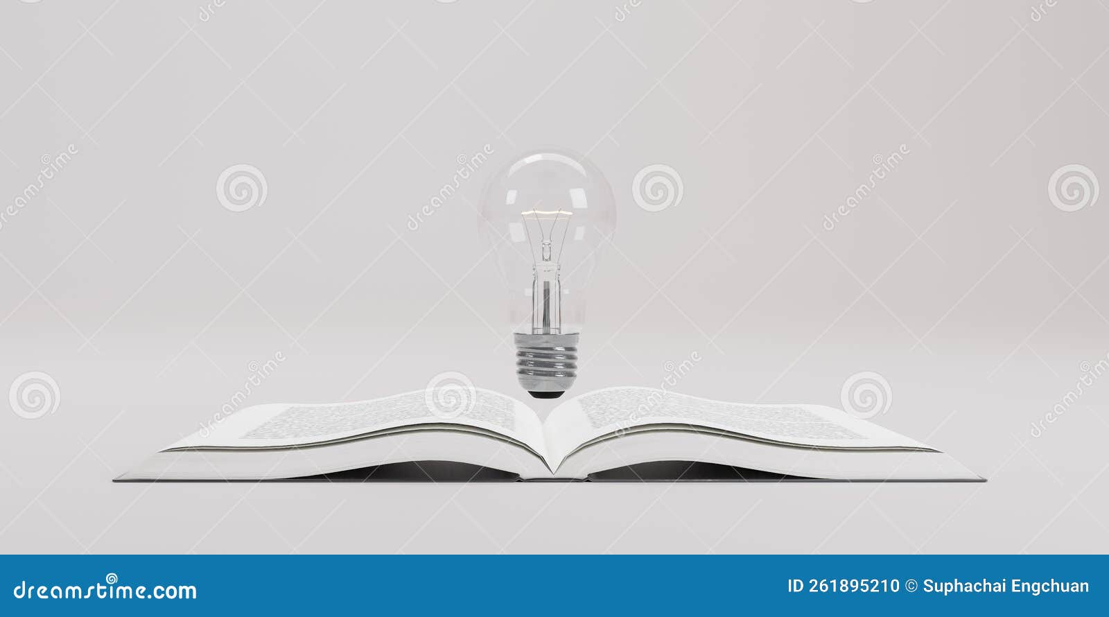 Bulb Lighting on Open Book, Concept Idea, 3d Rendering Stock ...