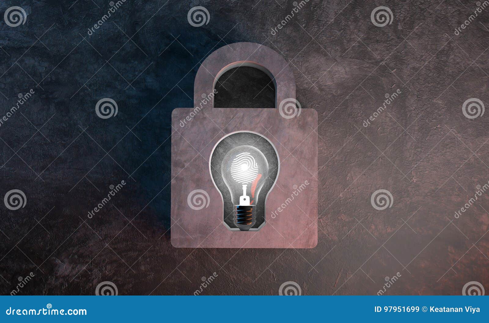 Bulb Lights, Copyright Protect and Lock Creative Idea Stock ...