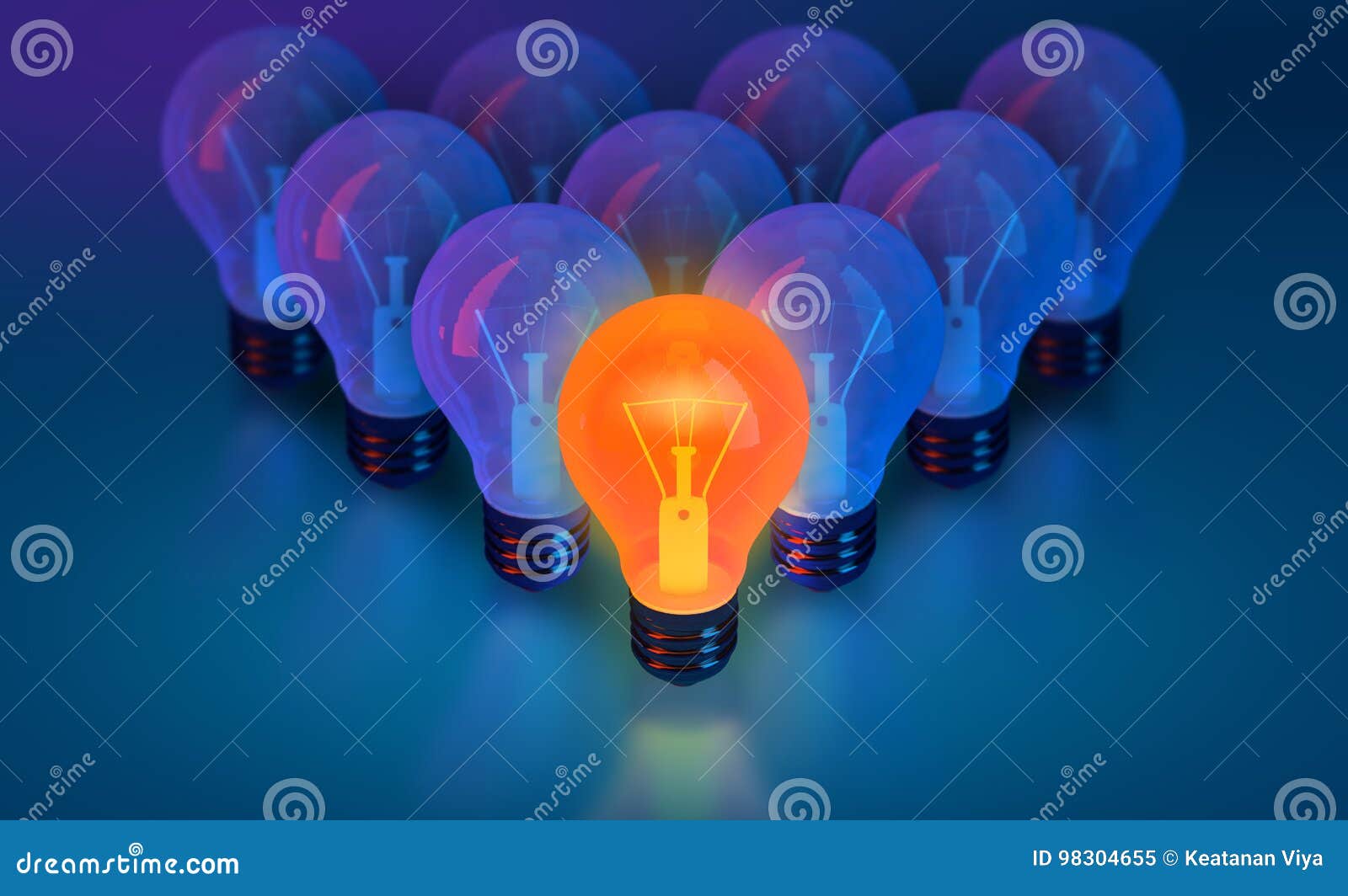Bulb Lights, Creative Idea and Leadership Concept Background Stock ...
