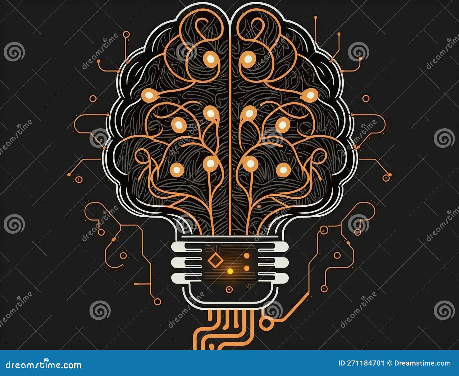 Bulb Like Robotic Human Brain with Detailed Circuits. Concept Art of ...