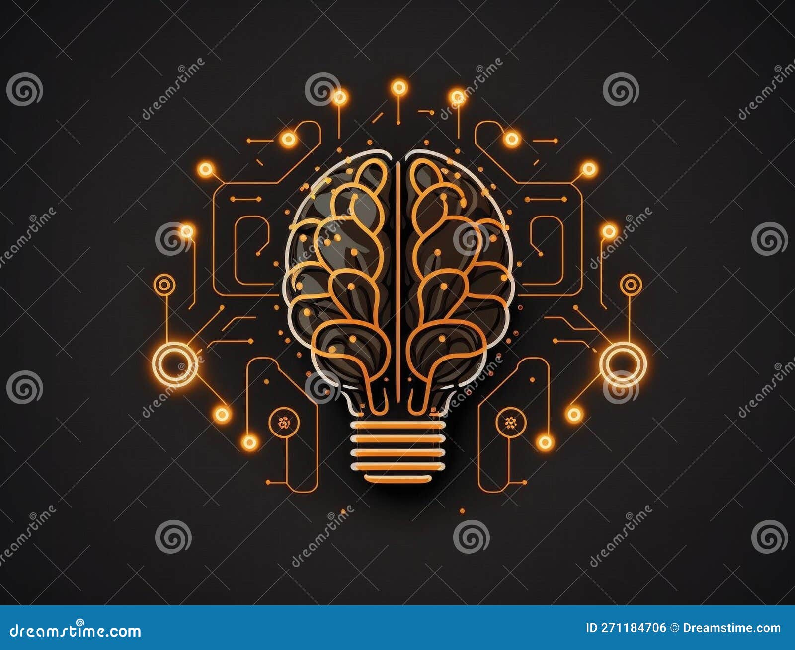 Bulb Like Robotic Human Brain with Detailed Circuits. Concept Art of ...