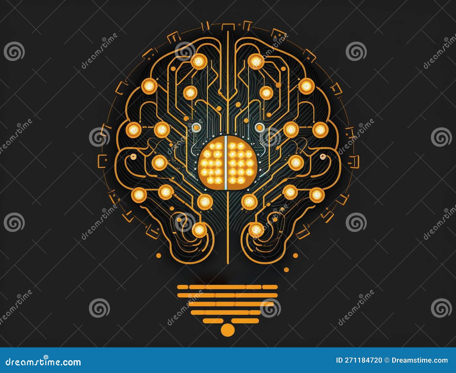 Bulb Like Robotic Human Brain with Detailed Circuits. Concept Art of ...