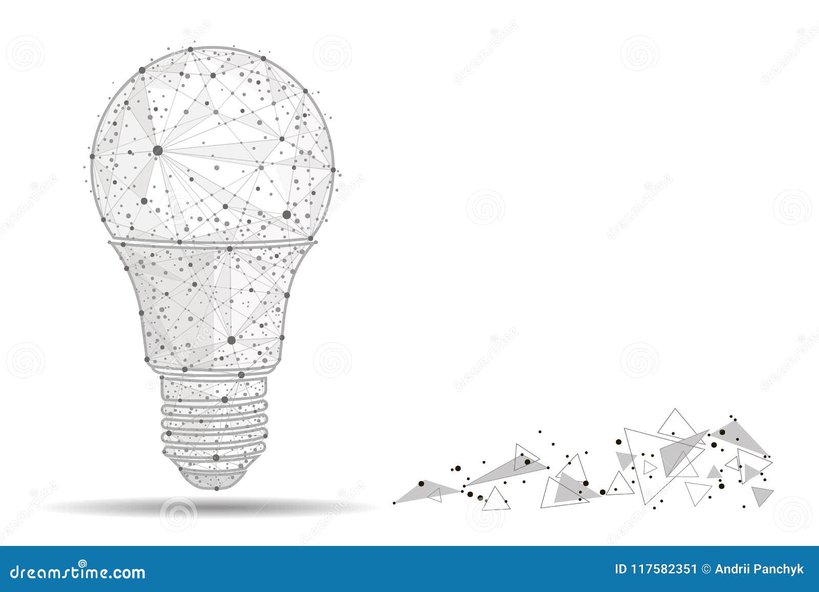 Bulb Low Polygon Light Wireframe Mesh Hanging,from Lines and Points ...