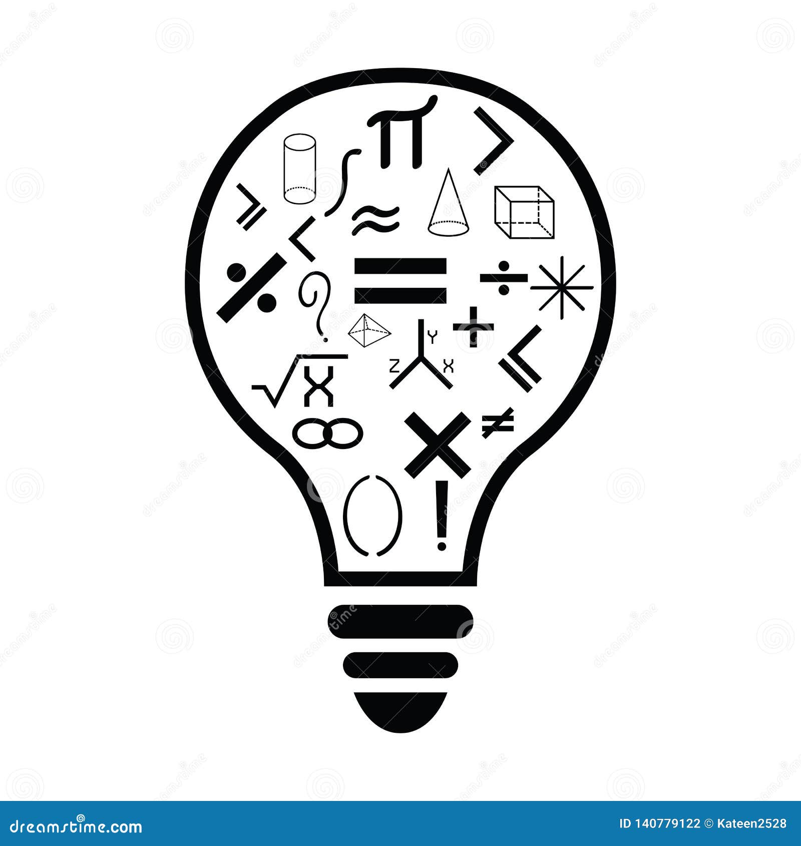 Bulb with Math Idea Concept Stock Vector - Illustration of math ...