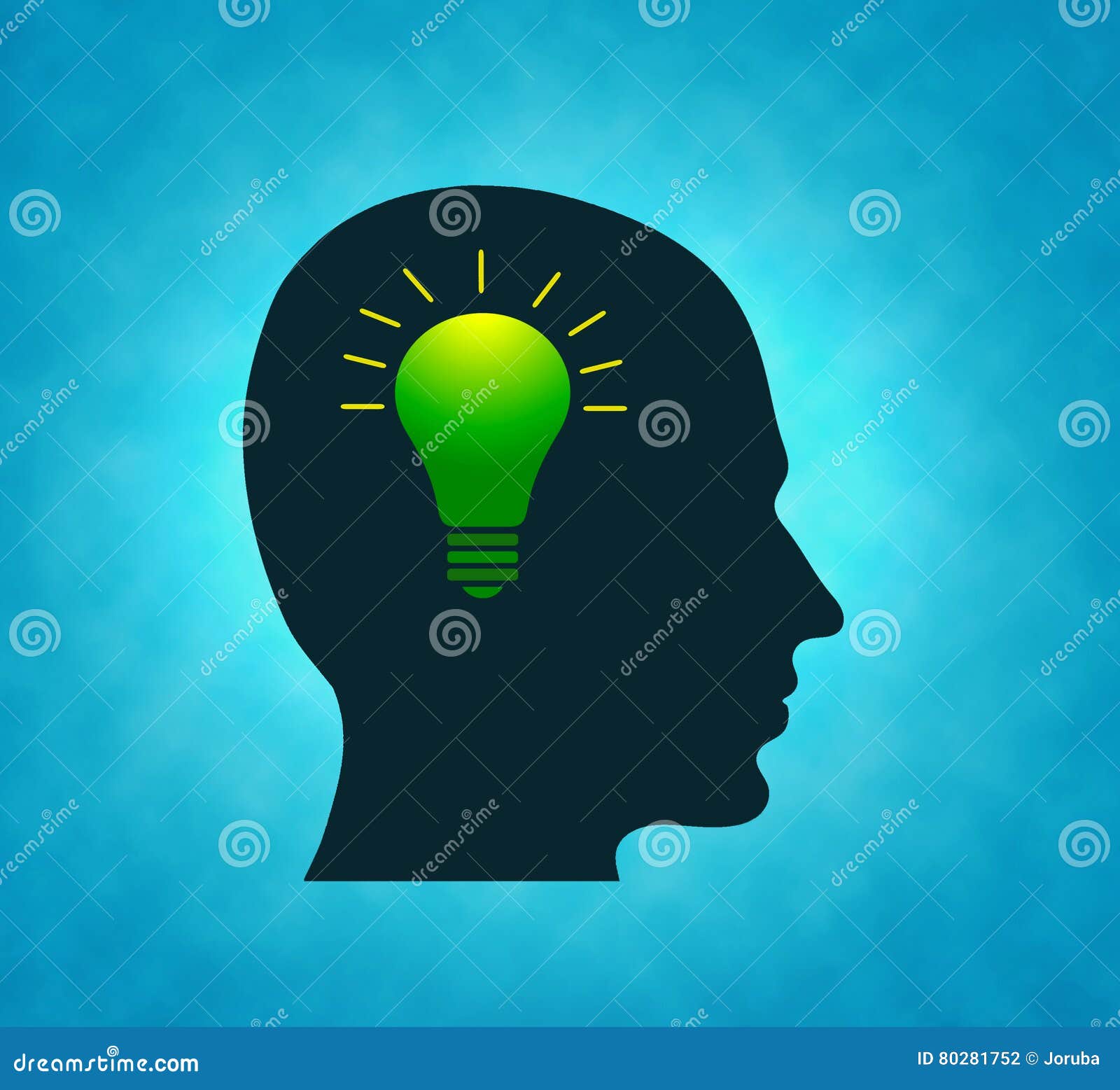 Bulb in mind stock illustration. Illustration of concept - 80281752