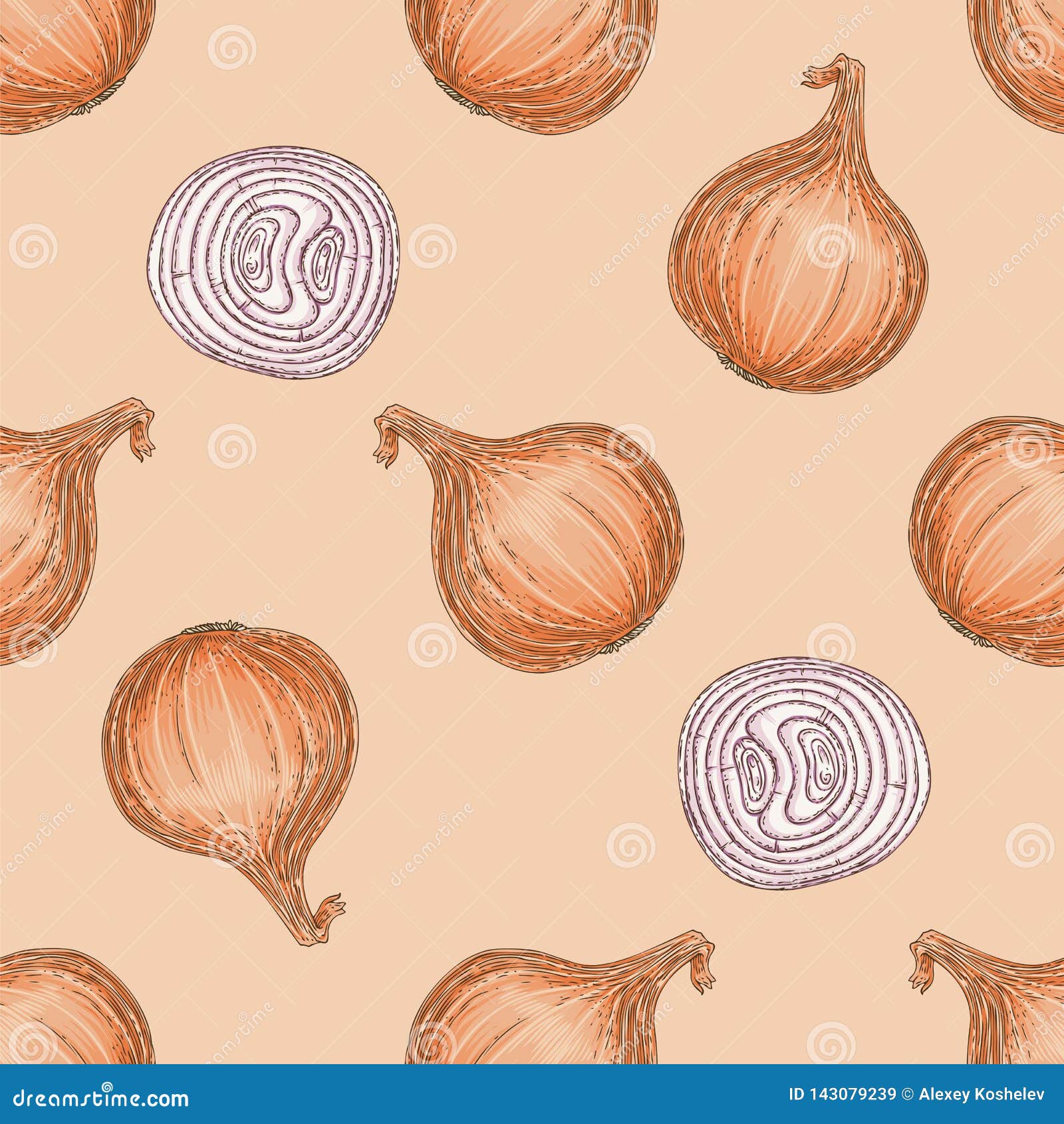Bulb Onion Seamless Pattern Stock Vector - Illustration of diet, onion ...