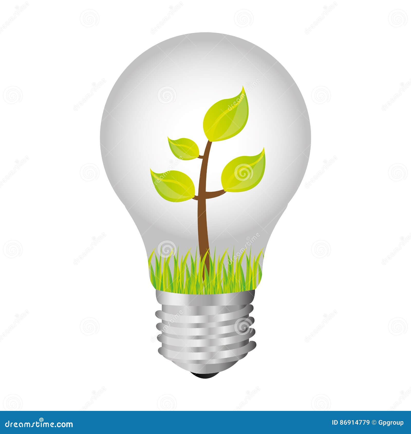 Bulb with Plant Inside Icon Stock Illustration - Illustration of growth ...