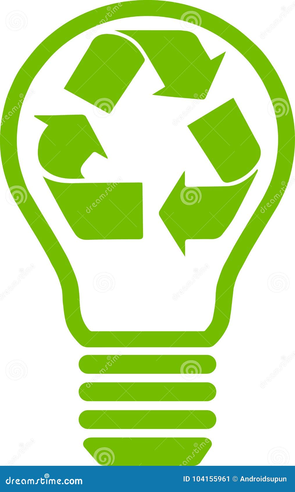 Green Recycle Symbol Inside a Bulb Stock Vector - Illustration of ...