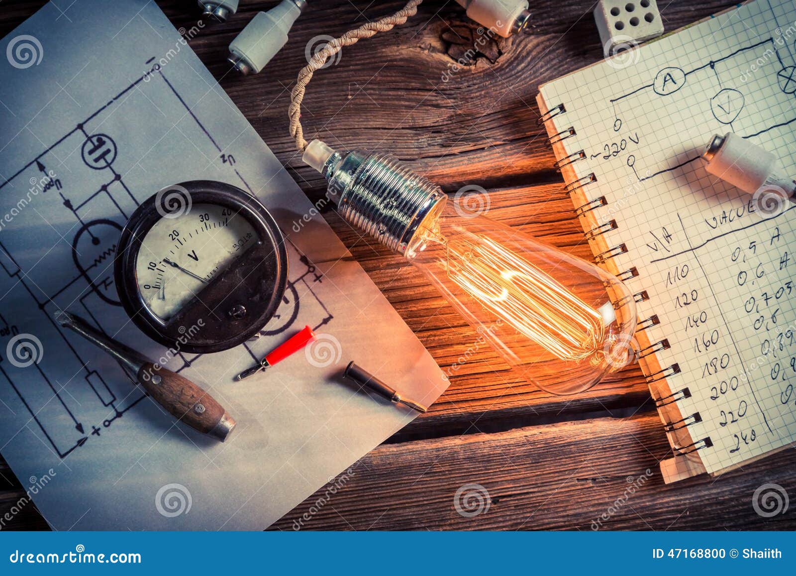 Bulb Resistance Testing in the Laboratory Stock Photo - Image of idea ...