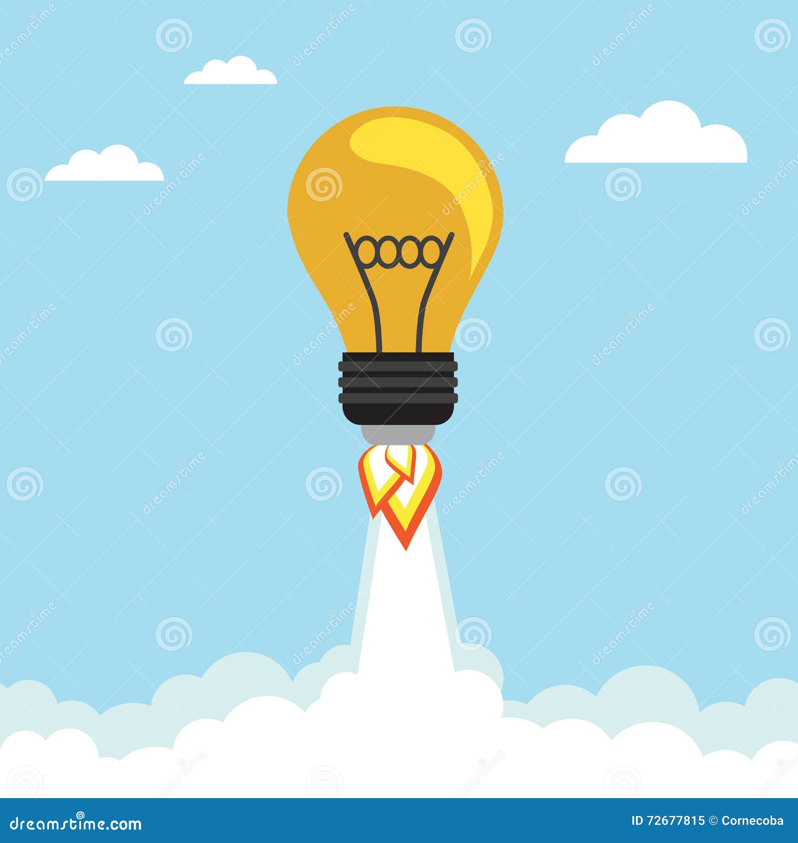 Bulb Rocket stock vector. Illustration of clouds, flight - 72677815