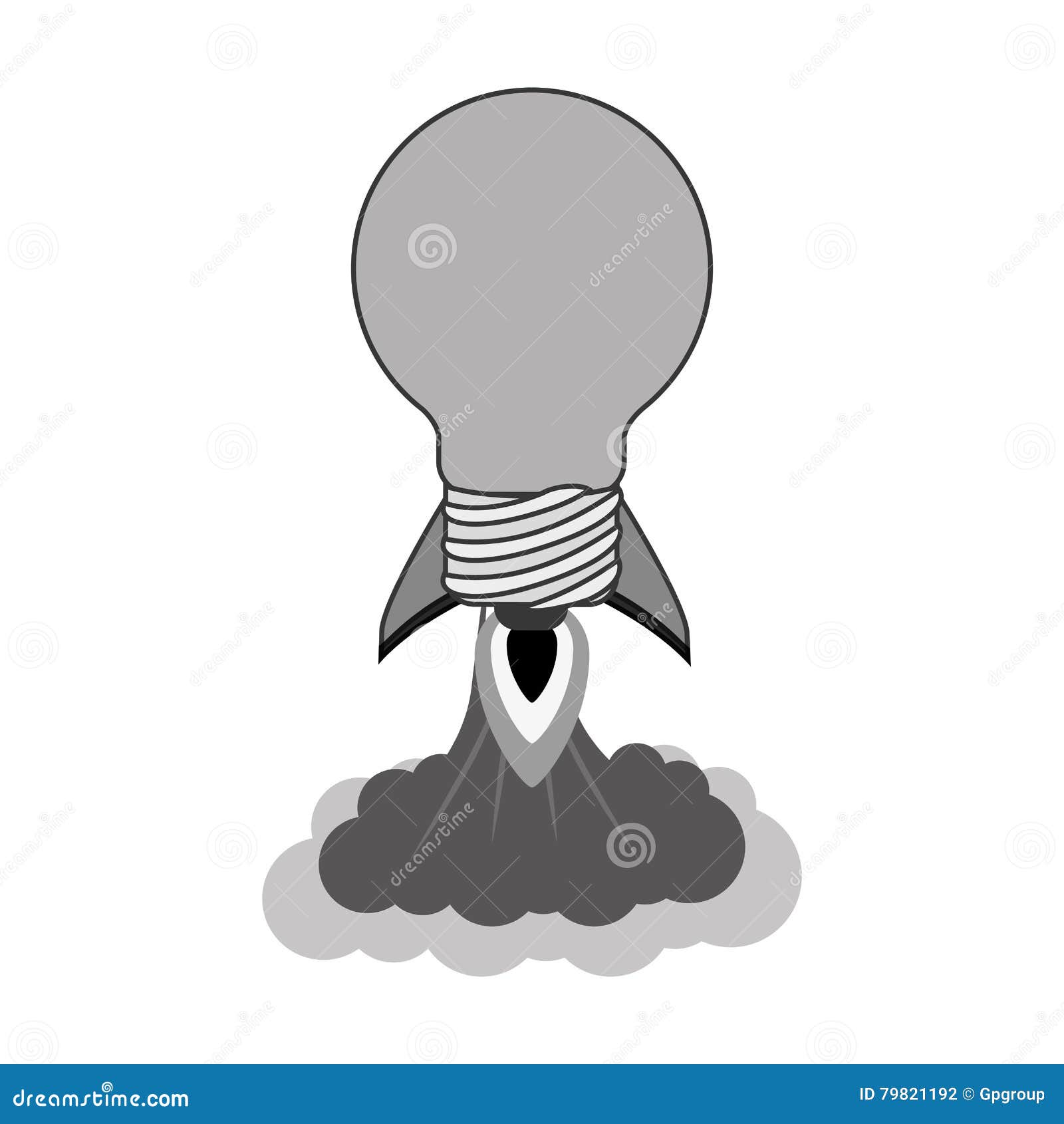 Bulb rocket icon stock vector. Illustration of sign, project - 79821192