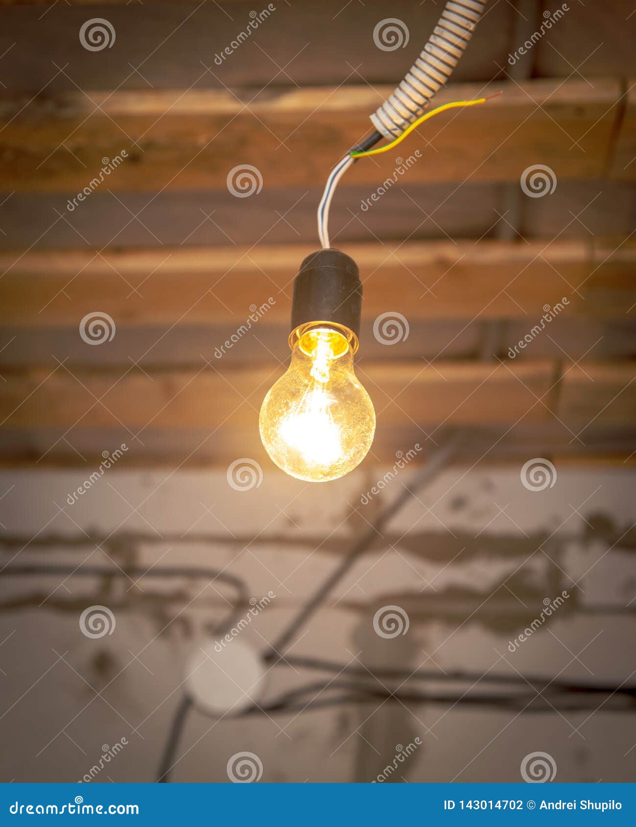 Bulb in the Room at the Construction Site Stock Photo - Image of ...