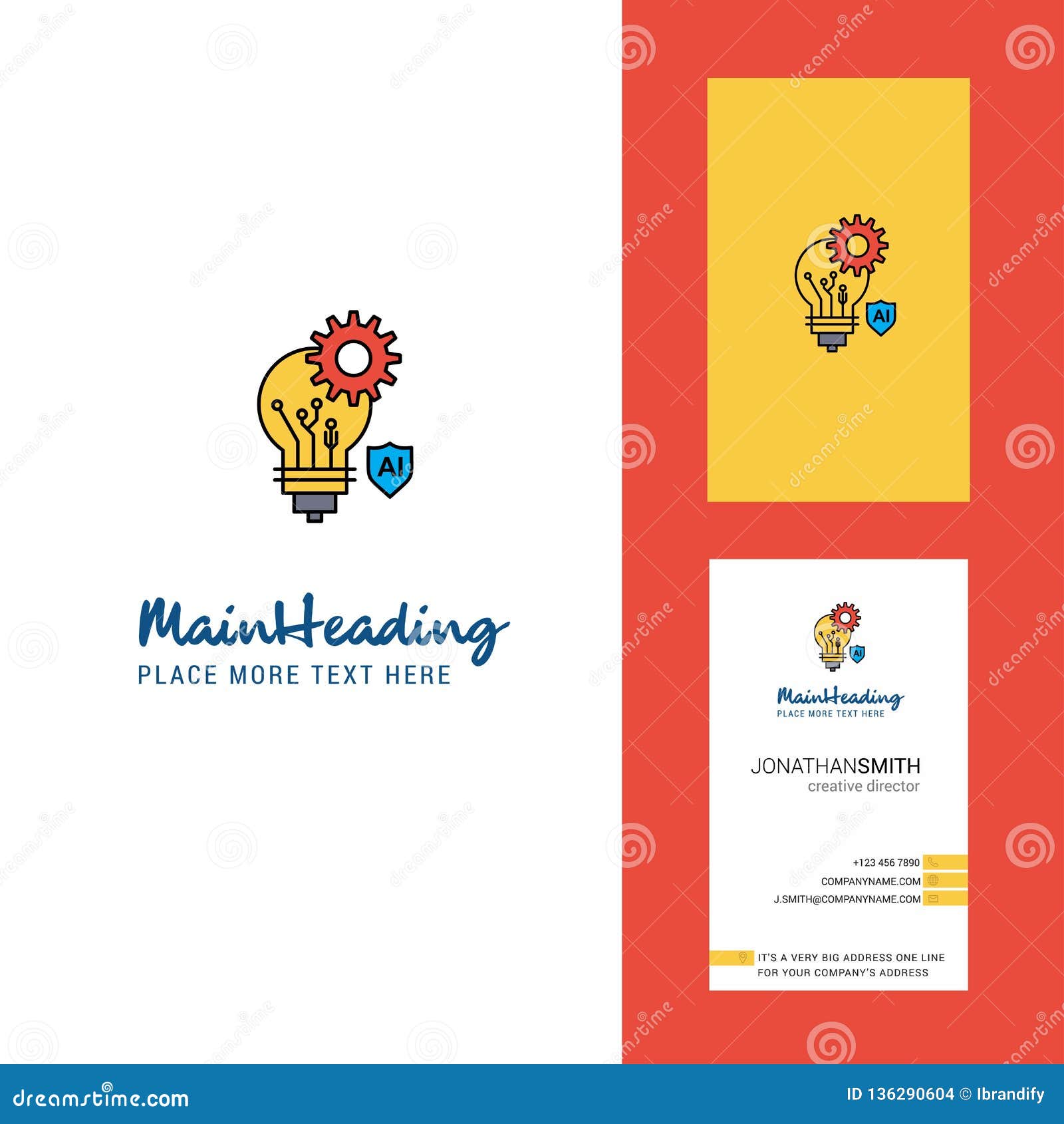 Bulb Setting Creative Logo and Business Card. Vertical Design Vector ...