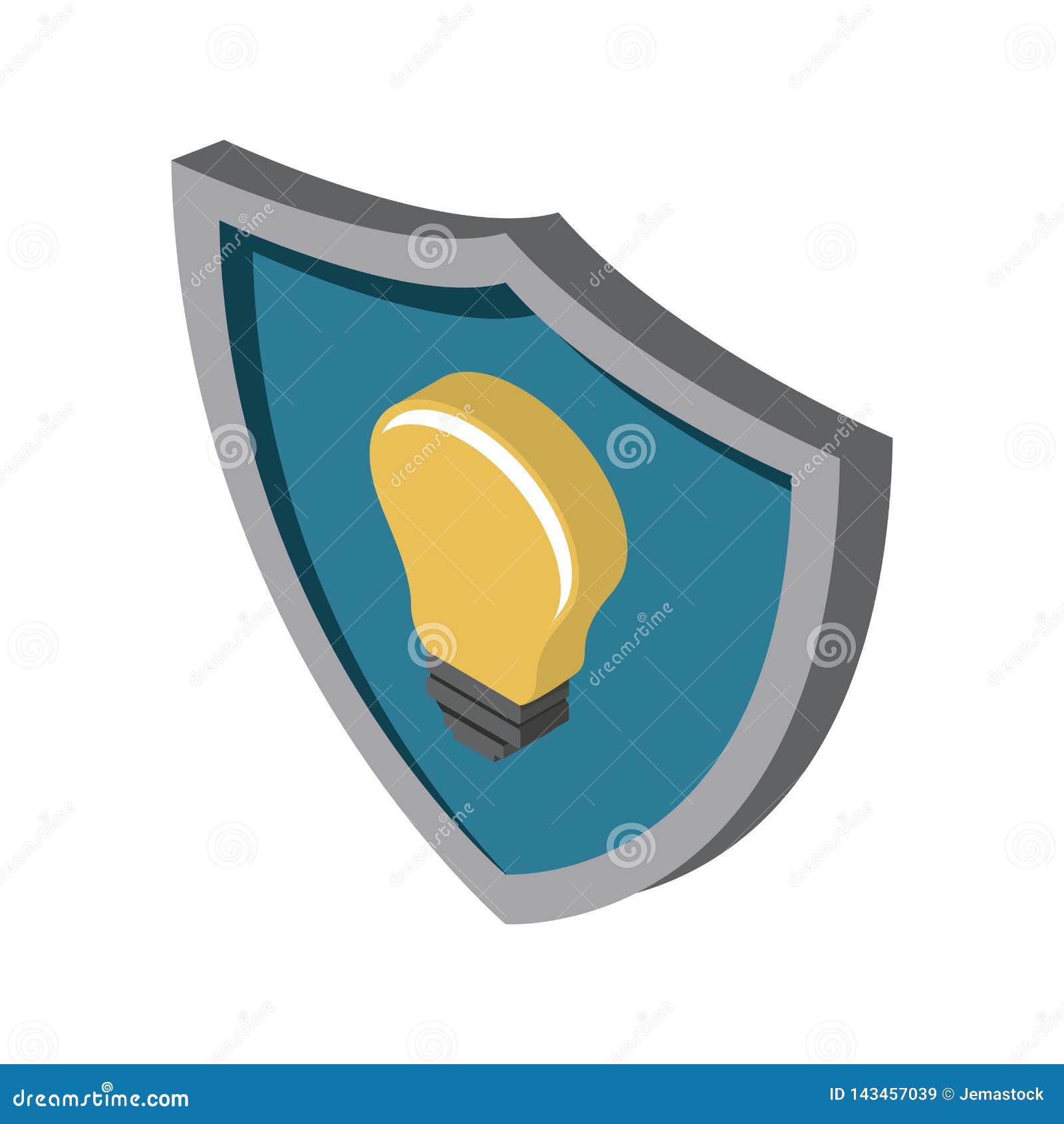Bulb on Shield Isometric Symbol Stock Vector - Illustration of concept ...