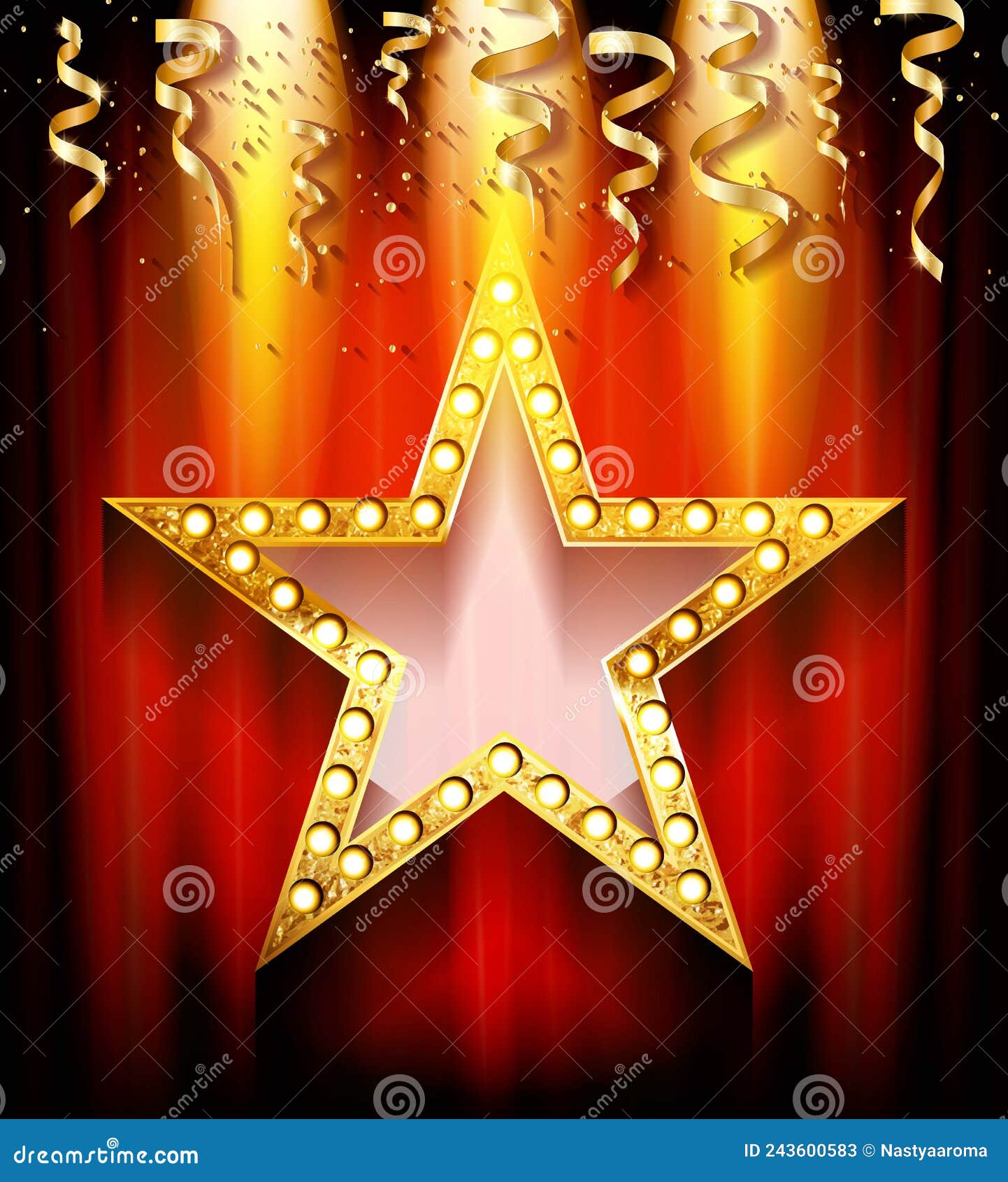 Bulb star in room stock vector. Illustration of neon - 243600583