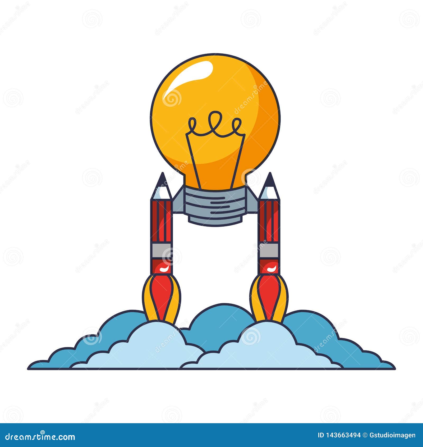 Bulb start up icon stock vector. Illustration of business - 143663494
