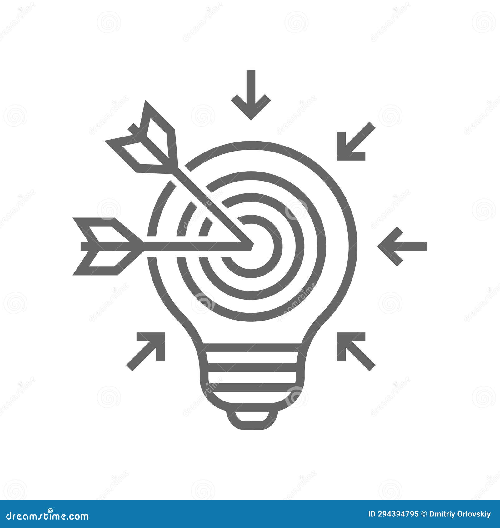 Bulb and Target Board Icon with Arrow Vector Icon. Bulb with a Target ...