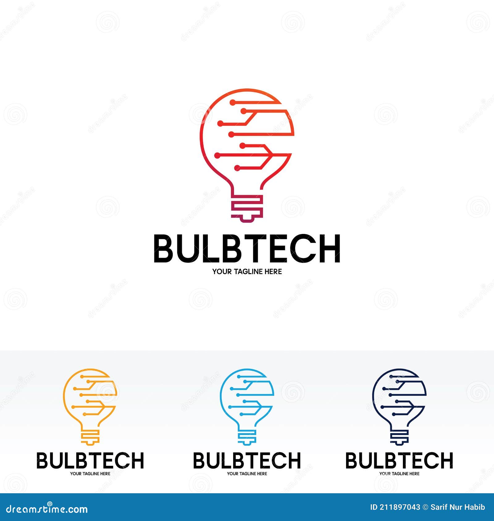 Bulb Tech Logo Design Template Stock Vector - Illustration of creative ...